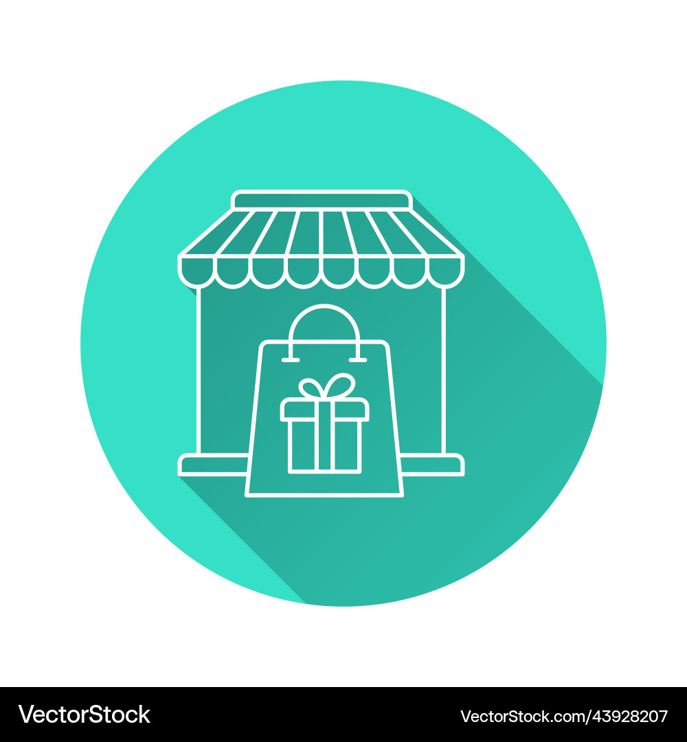 Souvenir shop icon with long shadow for graphic Vector Image