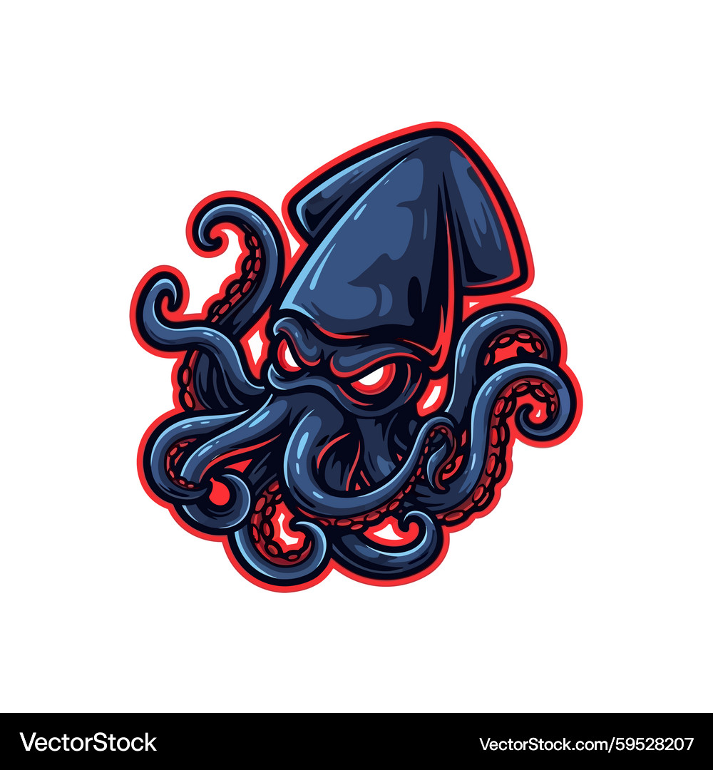 Squid mascot icon set Royalty Free Vector Image