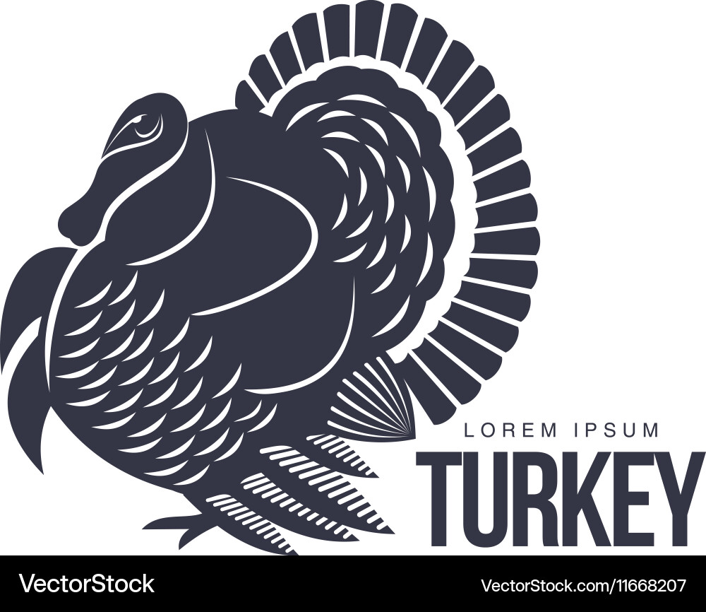 Stylized turkey silhouette graphic logo template Vector Image