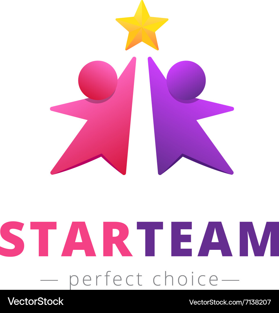 Two persons with a star logo team brand Royalty Free Vector