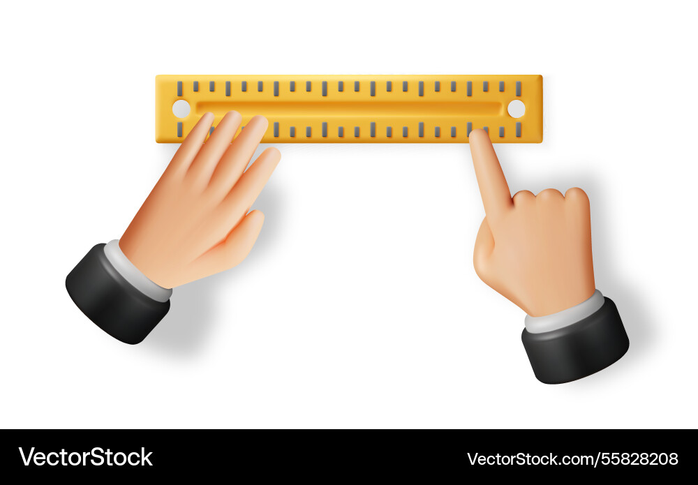 3d plastic measuring ruler in hands Royalty Free Vector
