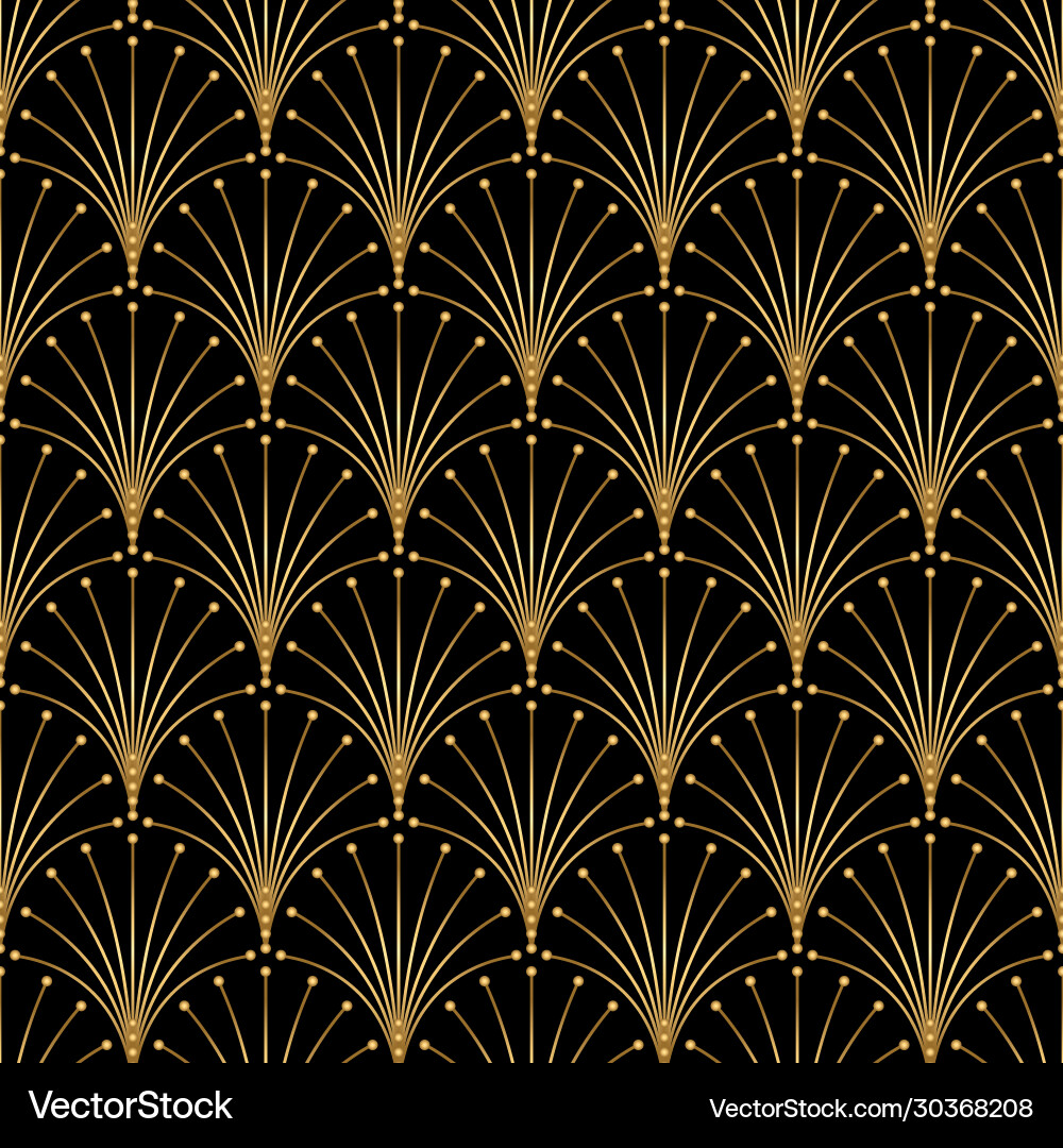 Art deco pattern seamless white and gold Vector Image