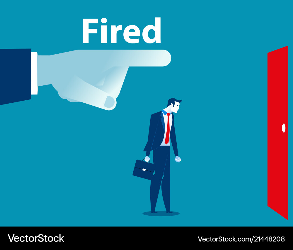 Being fired managers fingers showing the exit Vector Image