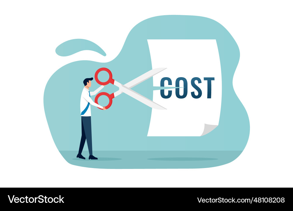 Businessman cutting cost reduction Royalty Free Vector Image