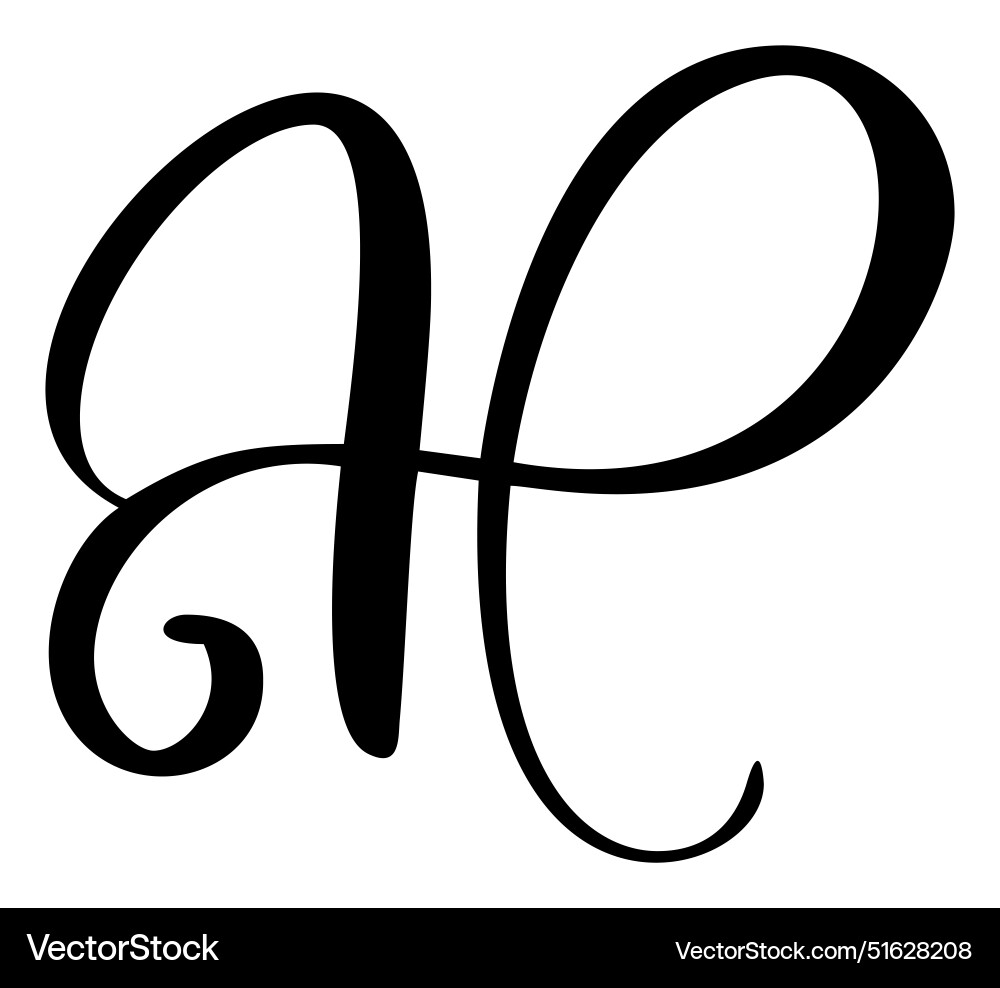 Calligraphy hand drawn capital letter h Royalty Free Vector