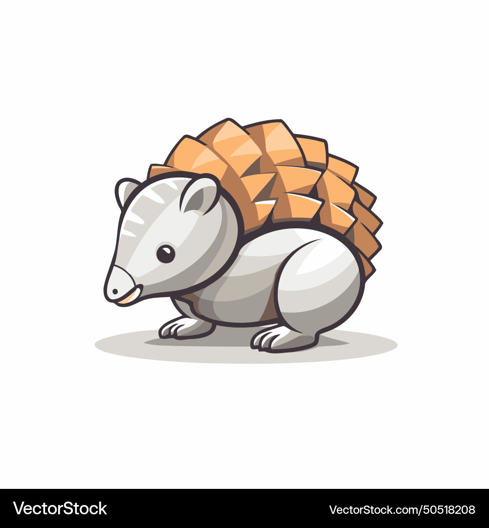 Cute hedgehog cartoon character isolated on white Vector Image