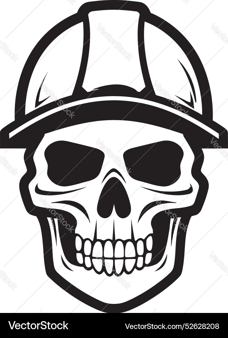 Hardhat safety skull iconic worker emblem design Vector Image