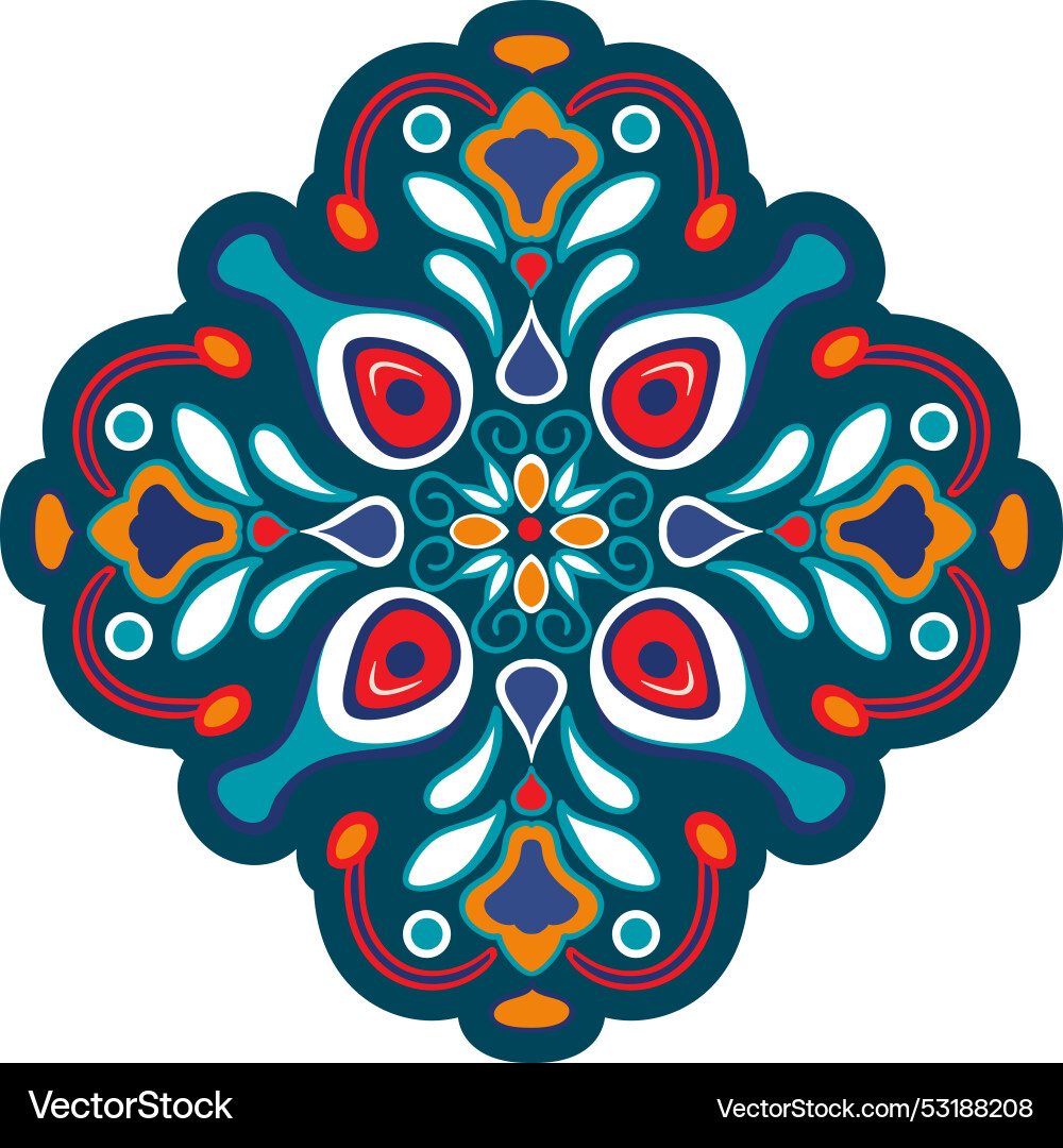 Intricate symmetrical pattern with vibrant colors Vector Image