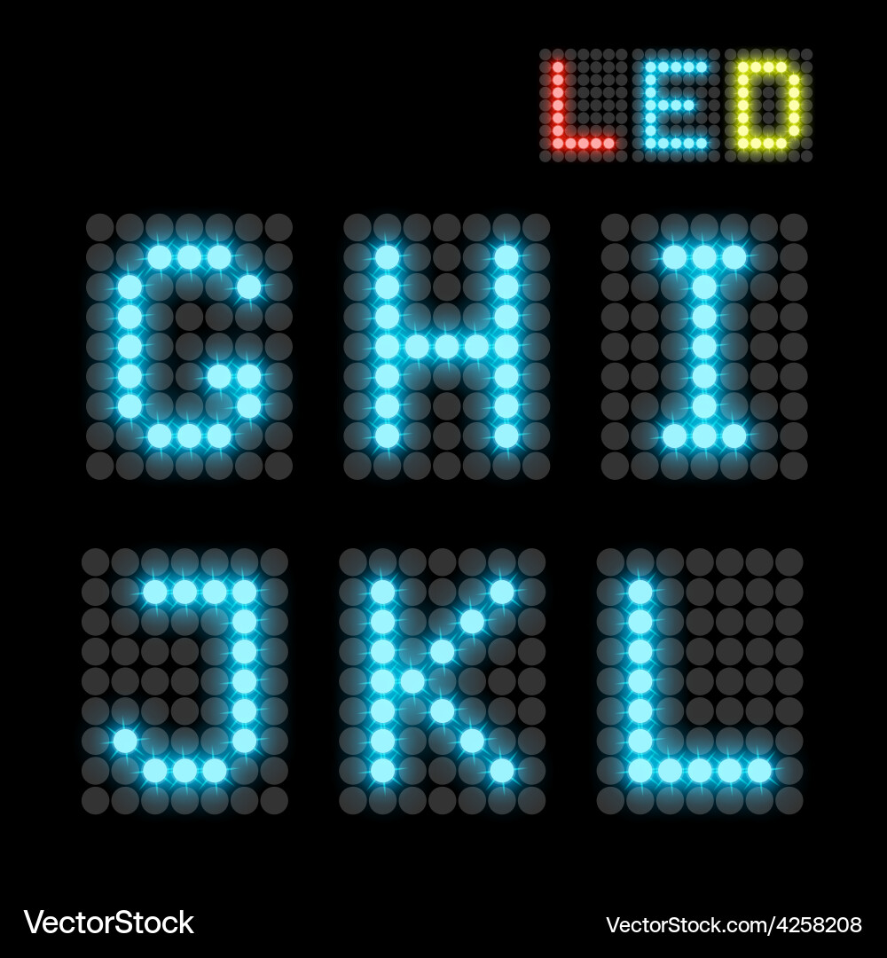 Led font Royalty Free Vector Image - VectorStock