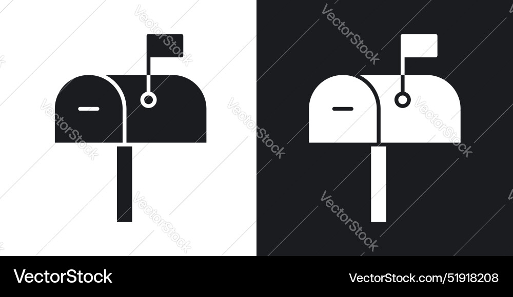Mailbox icon set in solid black and white color Vector Image