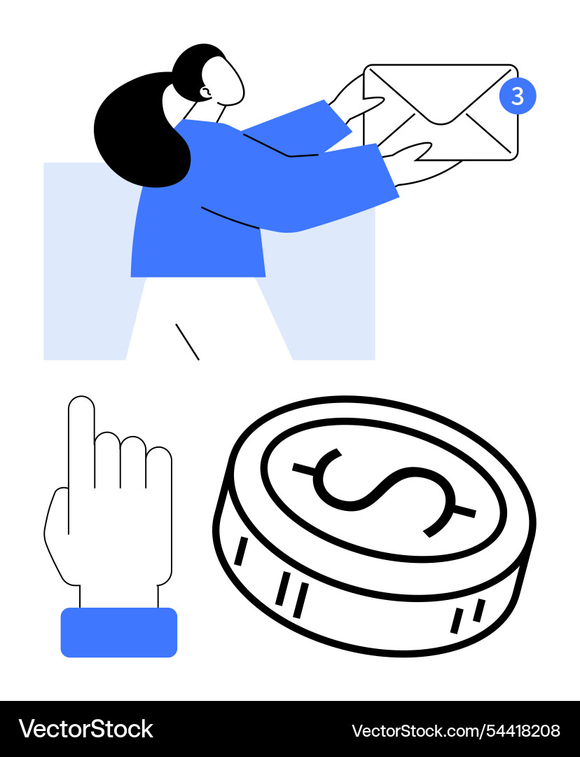 Person receiving new email notification hand Vector Image