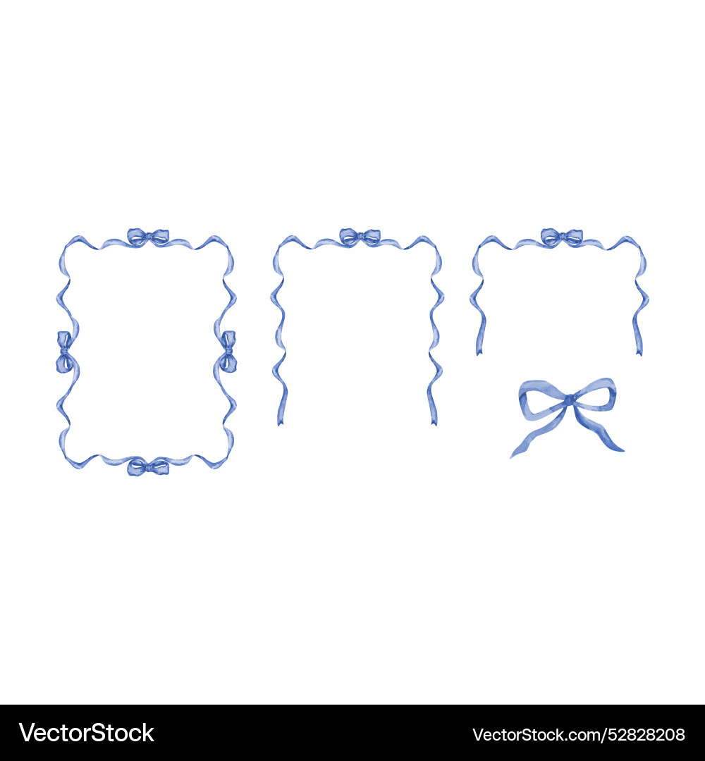 Watercolor Ribbon & Bow Frames Set Royalty Free Vector