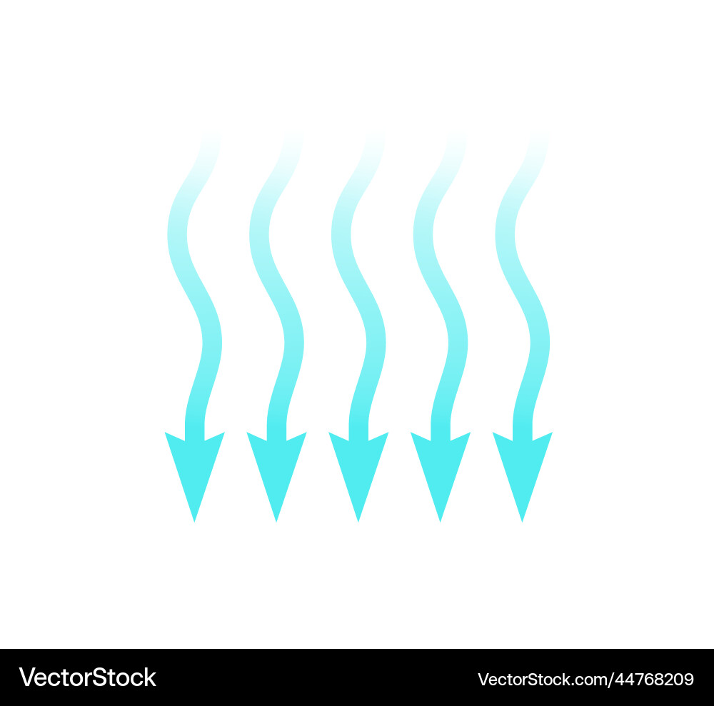 Air flow blue arrow showing direction of Vector Image