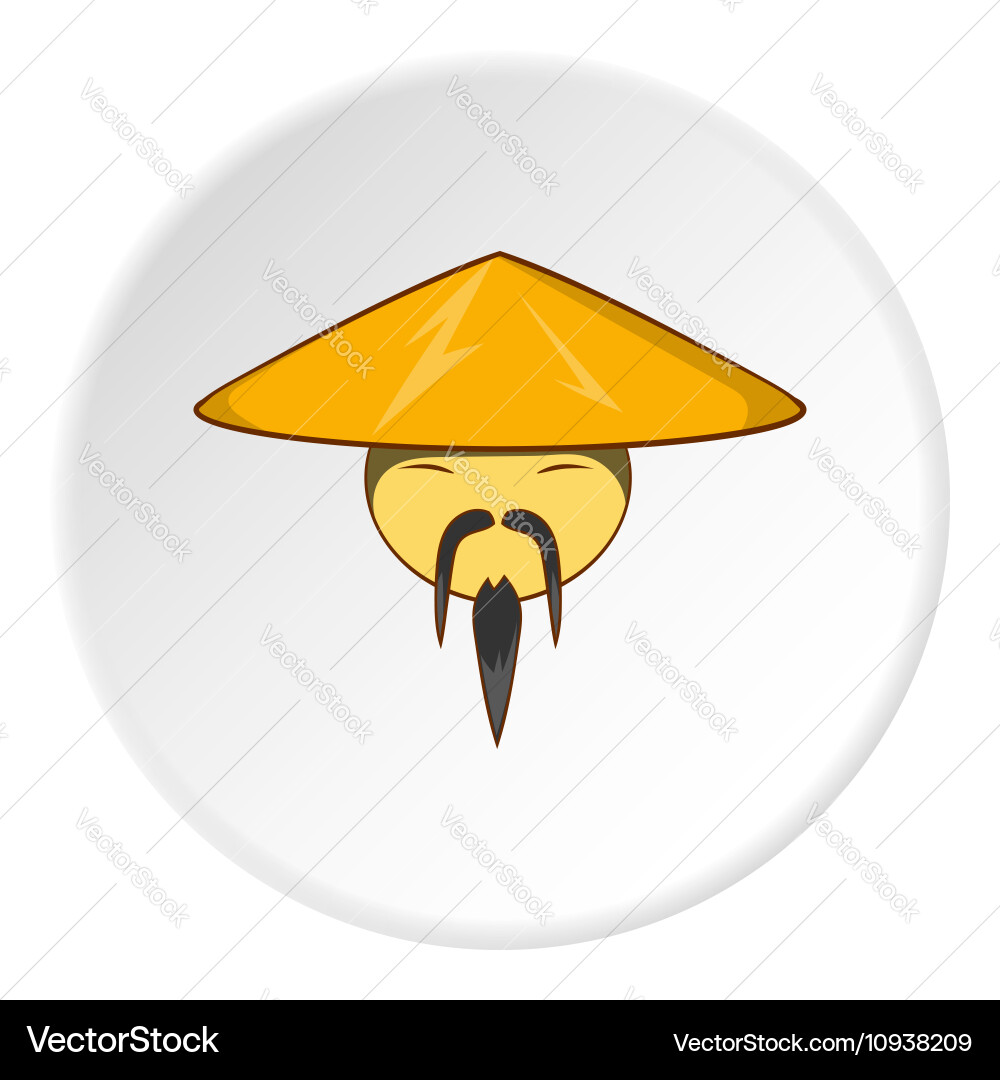 Asian man in hat icon cartoon style Royalty Free Vector
