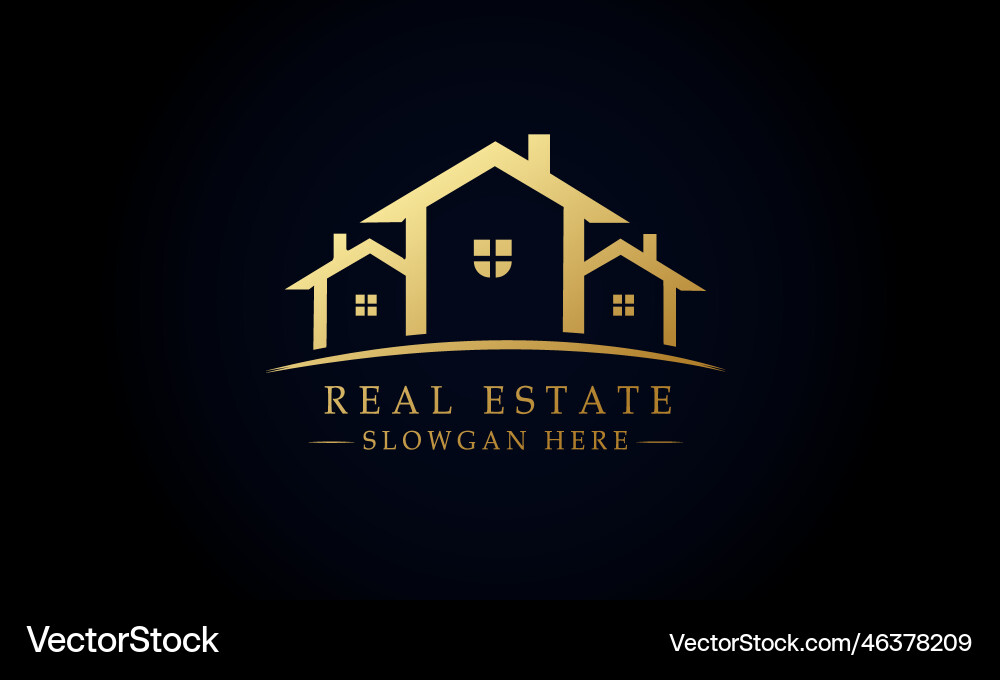 Black gold real estate logo Royalty Free Vector Image
