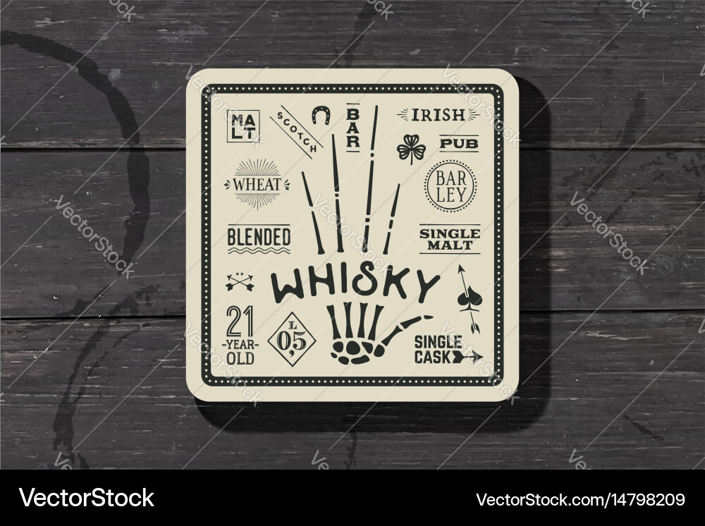 Coaster for whiskey and alcohol beverage Vector Image