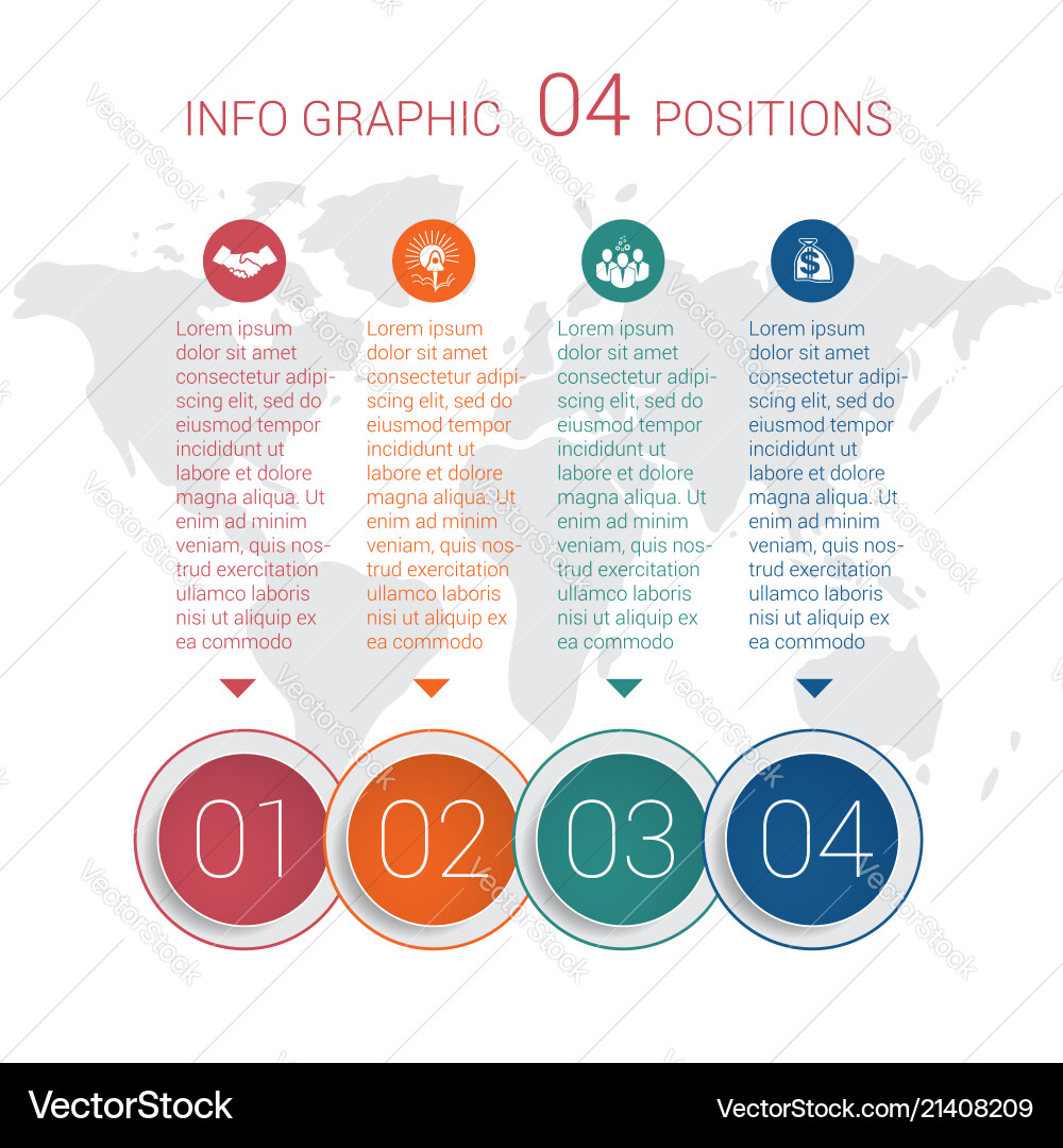 Diagram info graphics template 4 positions Vector Image