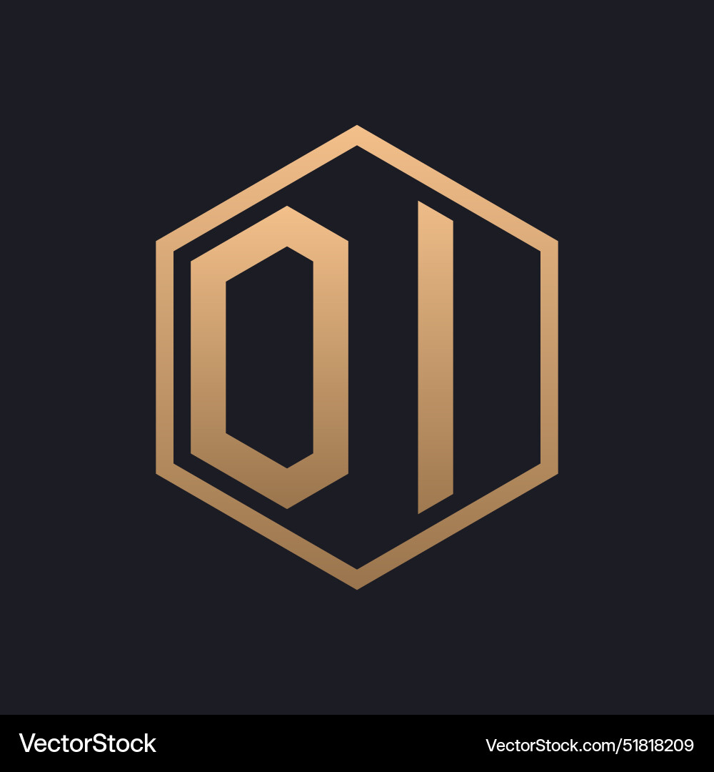 Elegant hexagon letter oi logo design initial Vector Image