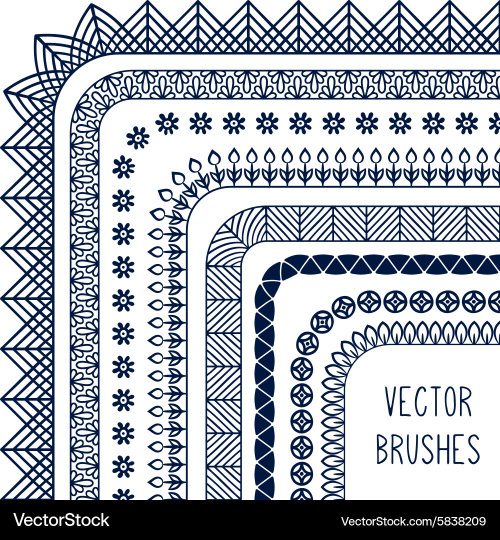 Ethnic hand drawn line border set Royalty Free Vector Image