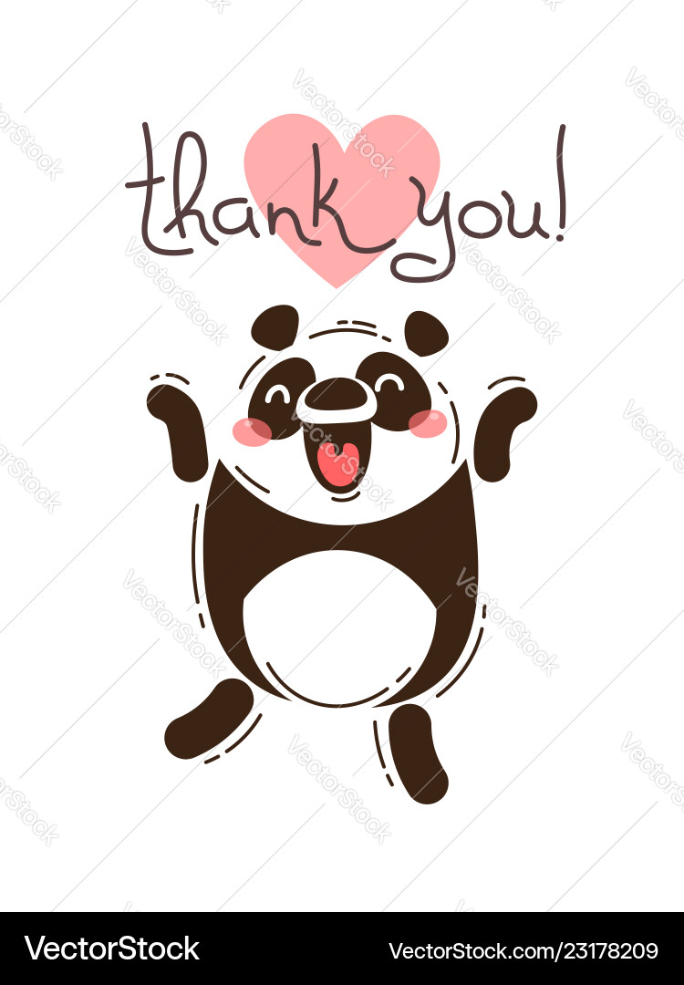 Funny panda says thank you Royalty Free Vector Image