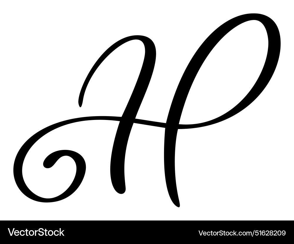 Hand drawn calligraphy letter h initials Vector Image
