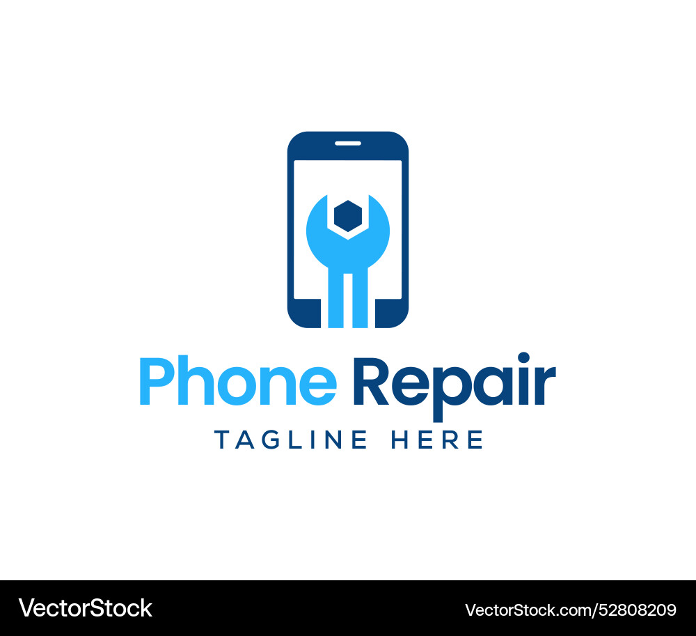 Phone repair logo design or service Royalty Free Vector