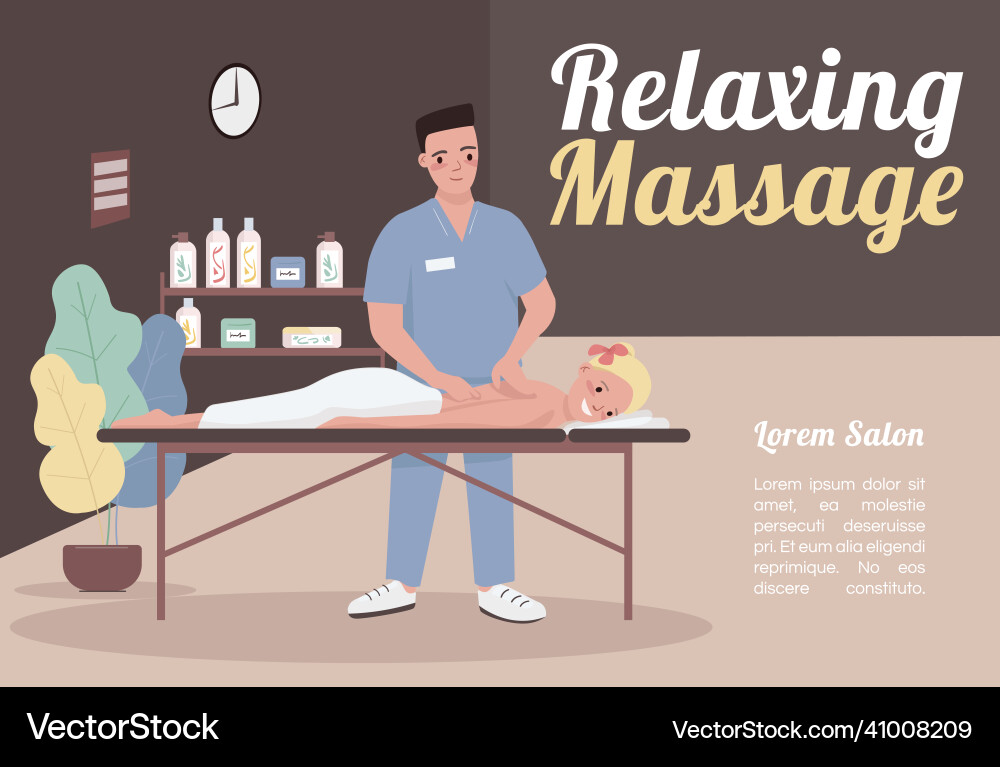 Relaxing massage banner flat template brochure Vector Image