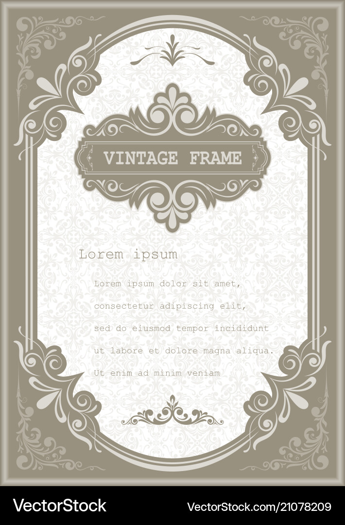 Vintage Filigree Frame Royalty Free Vector Image