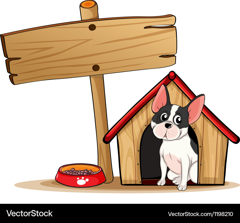 A dog and the empty signboard Royalty Free Vector Image