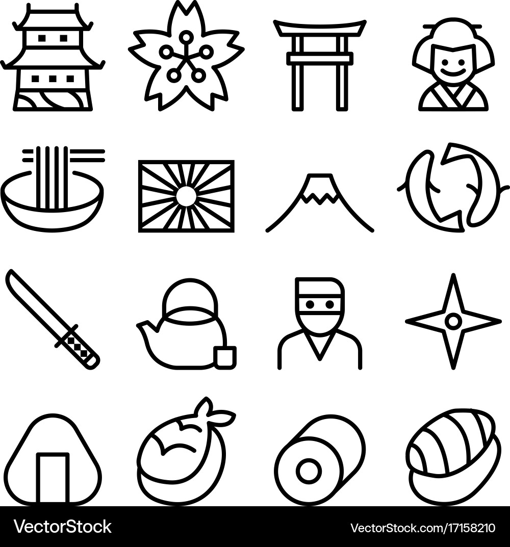 Basic japan icon symbol in thin line style Vector Image