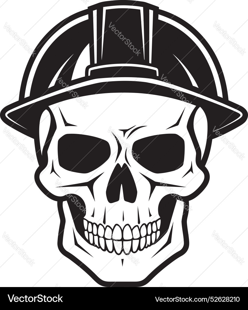 Bone builder badge skull worker icon in helmet Vector Image