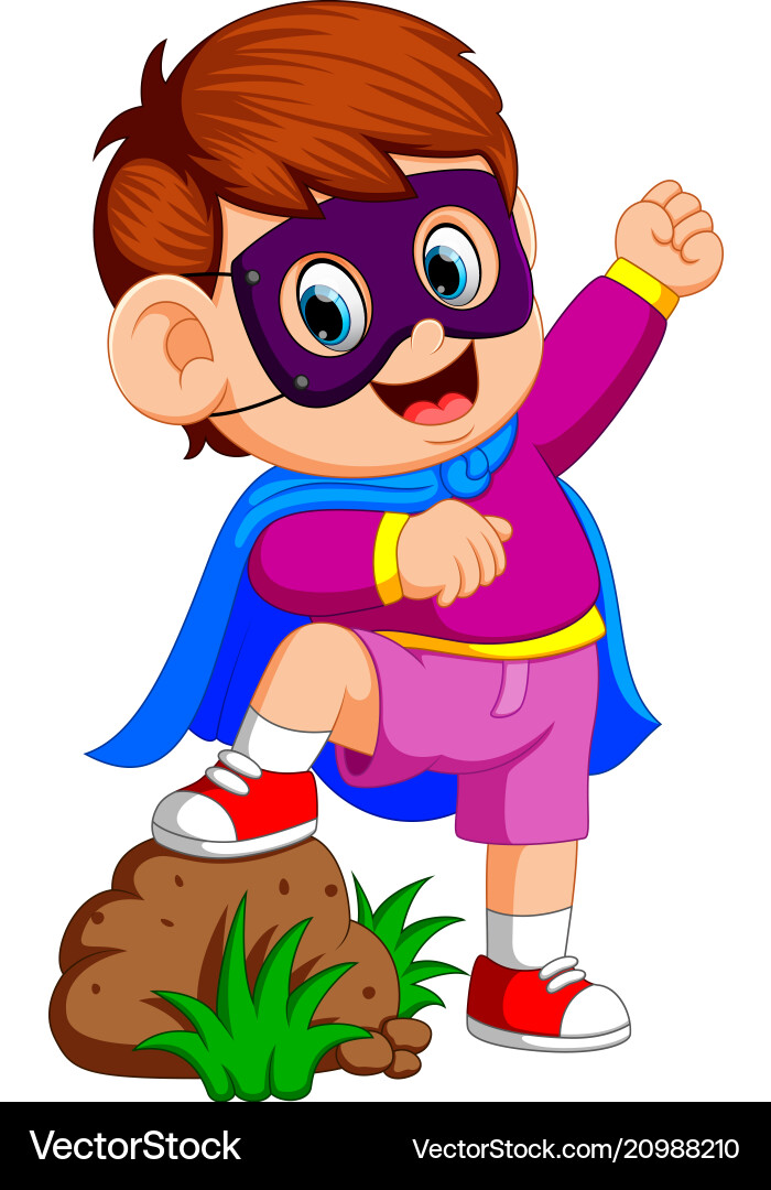 Cartoon kid playing a superhero Royalty Free Vector Image