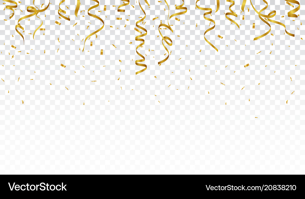 Celebration banner with gold confetti Royalty Free Vector