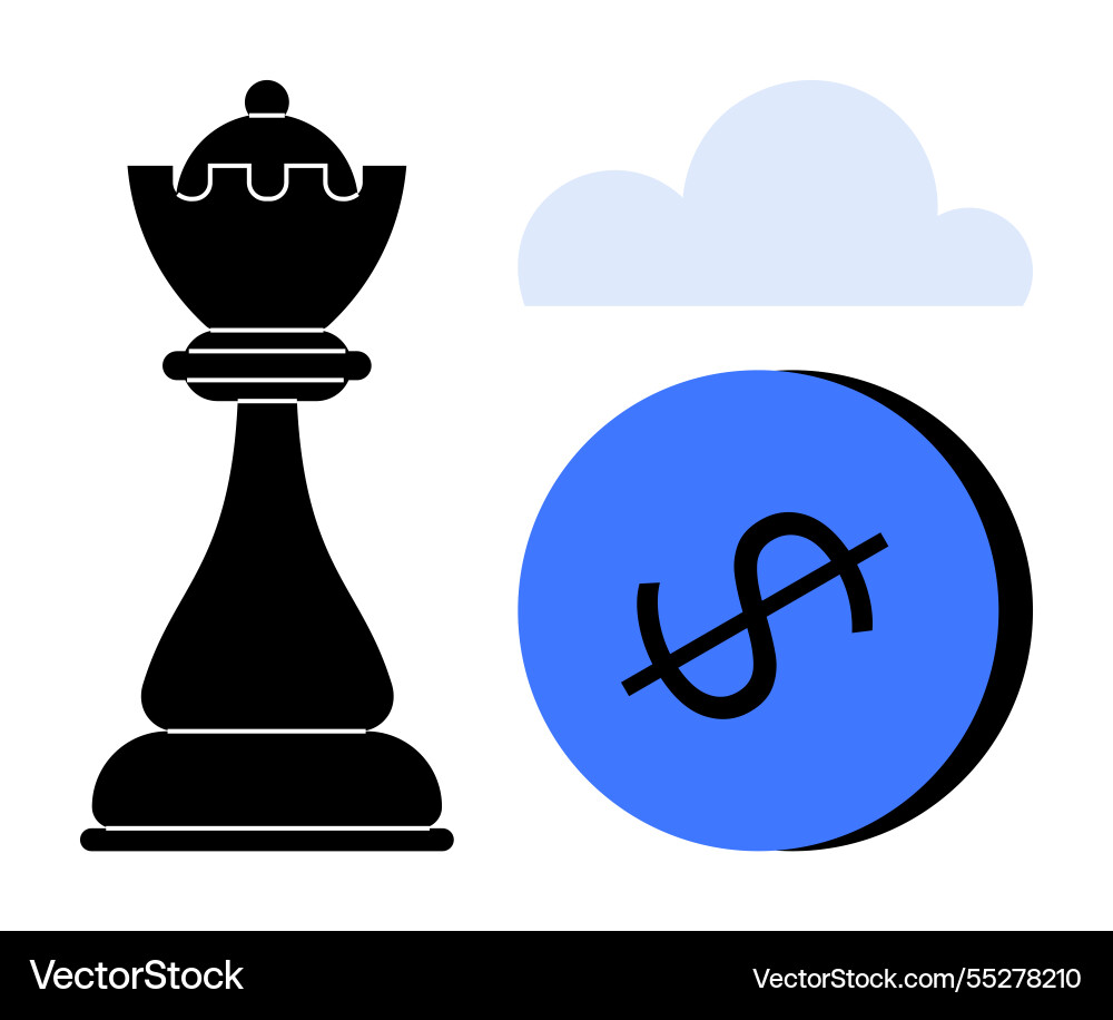 Chess king dollar coin and cloud representation Vector Image