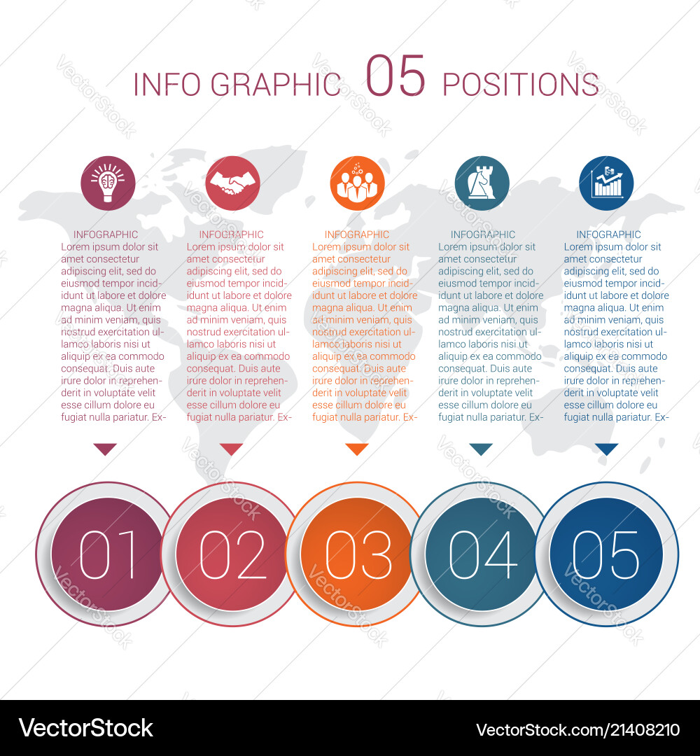 Diagram info graphics template 5 positions Vector Image
