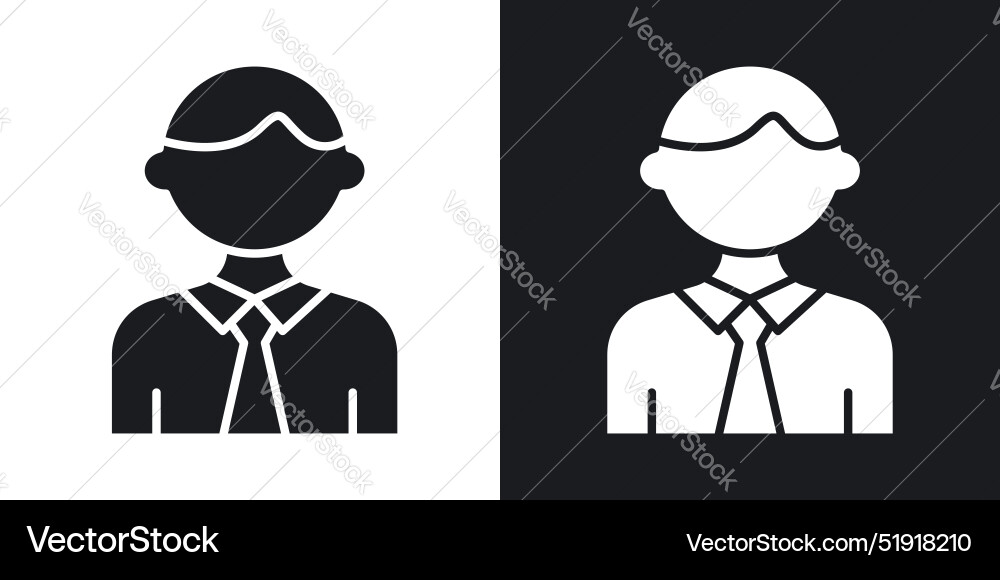 Man icon set in solid black and white color Vector Image