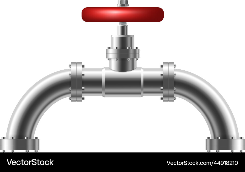Pipe valve front composition Royalty Free Vector Image