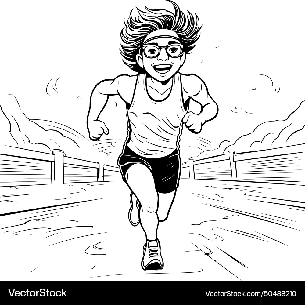 Running man in black and white color Royalty Free Vector