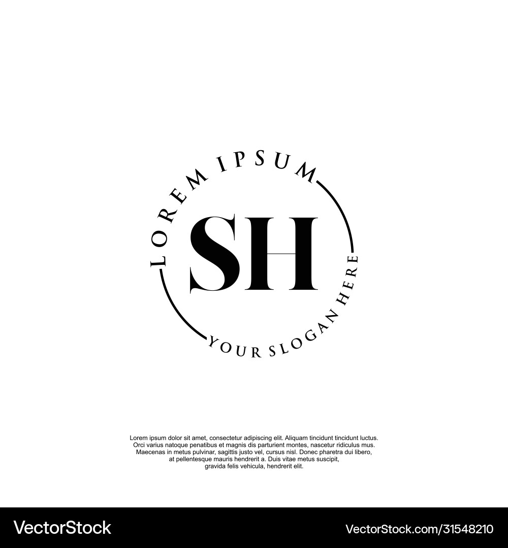 Sh initial handwriting logo design Royalty Free Vector Image