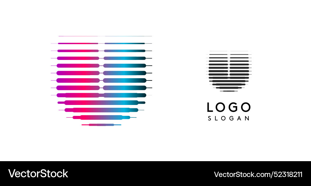 Abstract wide letter u logo with horizontal Vector Image