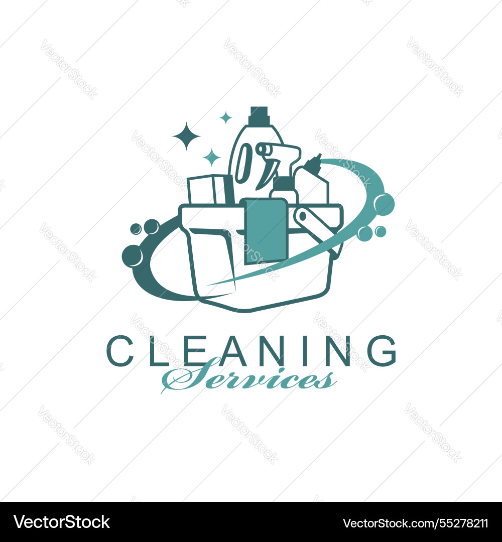 Cleaning products in bucket Royalty Free Vector Image