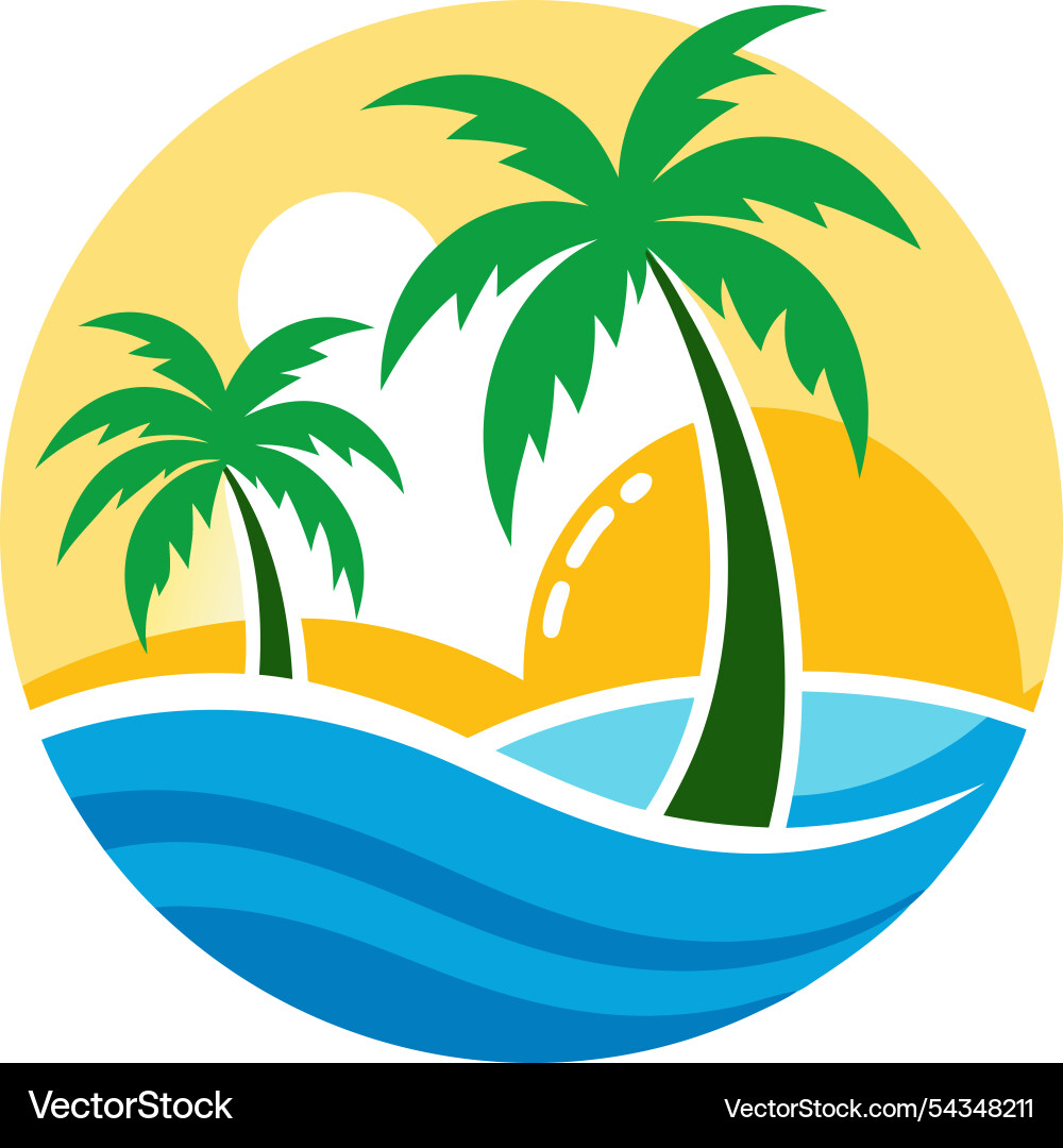Featuring tropical palm trees Royalty Free Vector Image