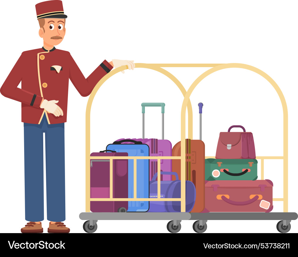 Hotel porter cartoon character professional Vector Image
