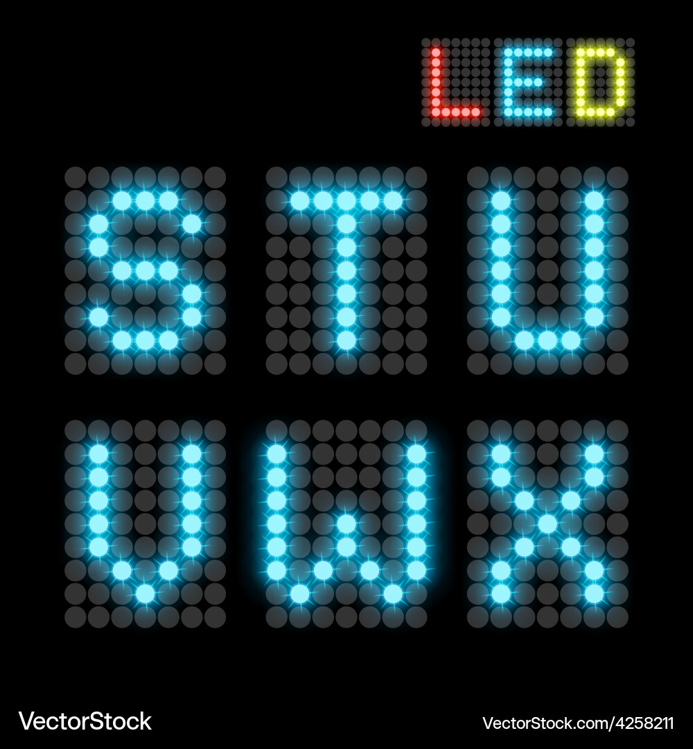Led Font Lizenzfreies Vektorbild - VectorStock
