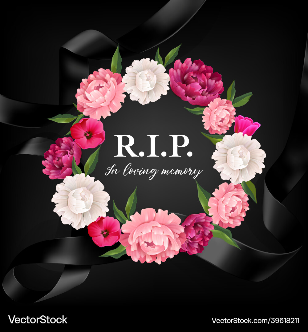 Loving memory flowers composition Royalty Free Vector Image