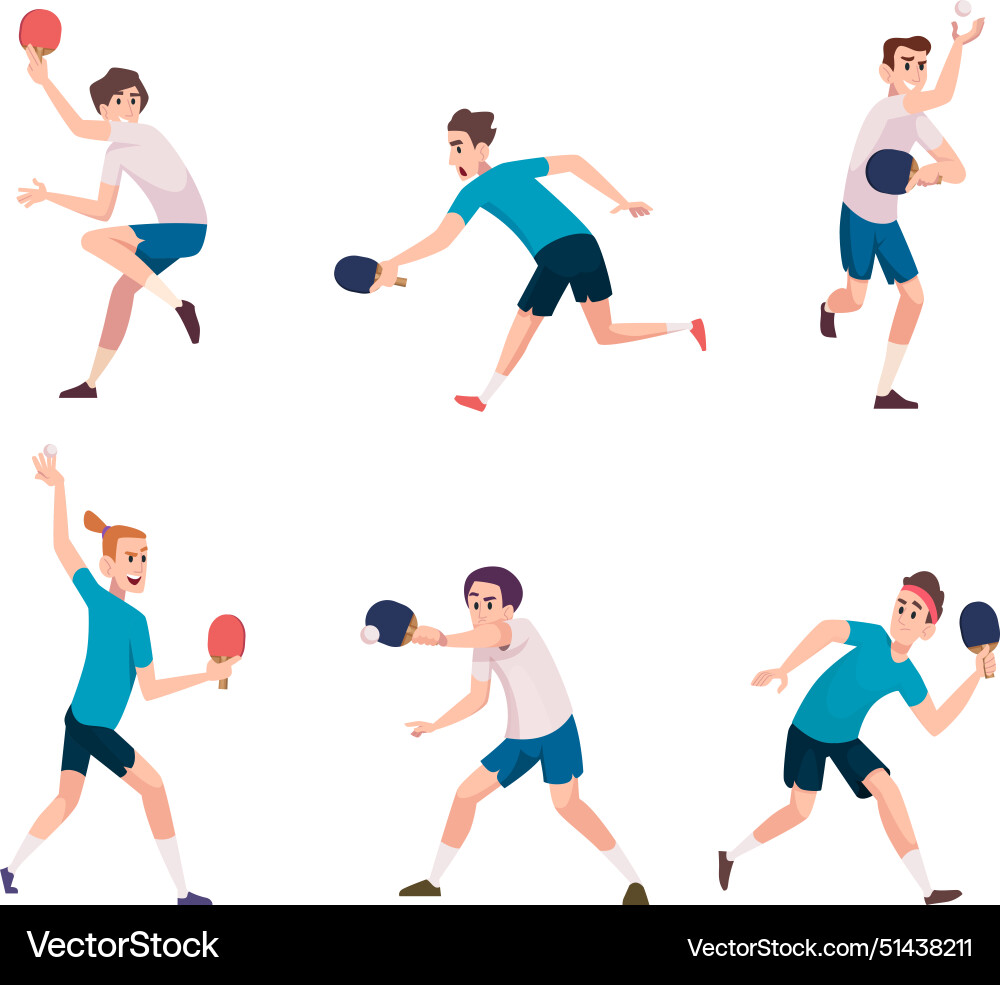 Ping-pong sport action game athletes Royalty Free Vector