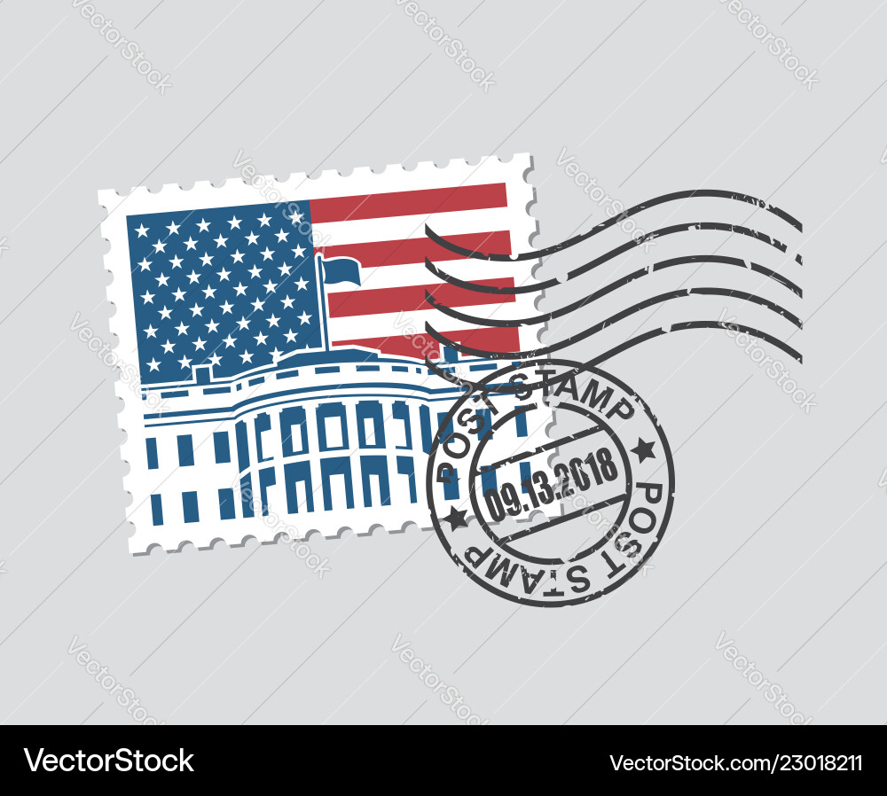 Postage stamp with american symbols Royalty Free Vector