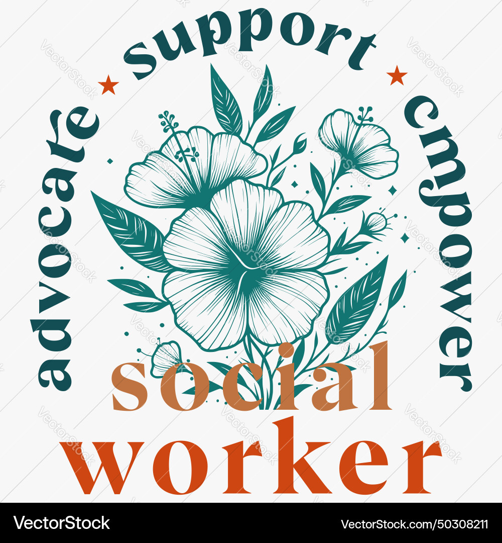 School social worker shirt retro work shir Vector Image