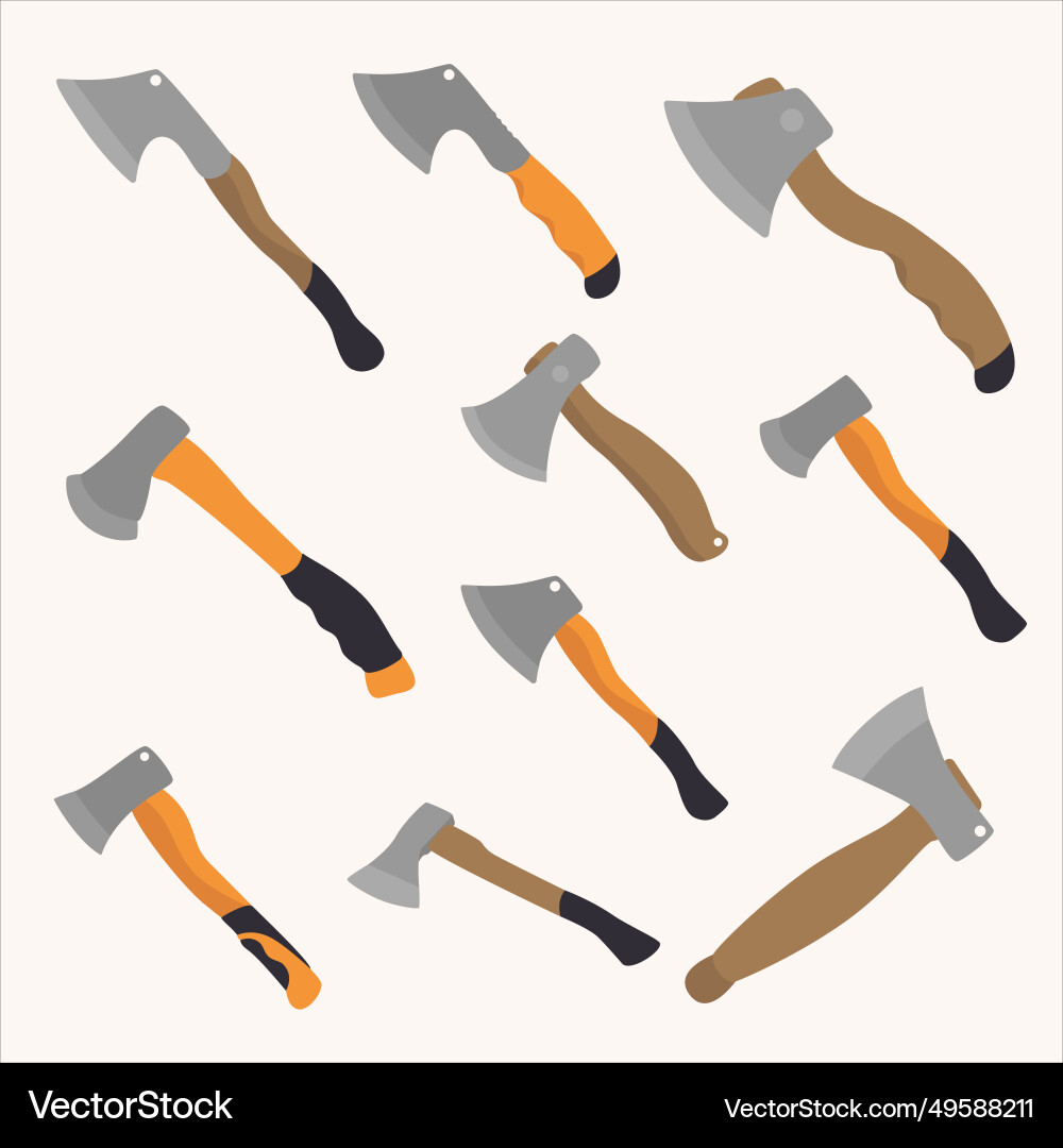 Set of garden axe collection Royalty Free Vector Image