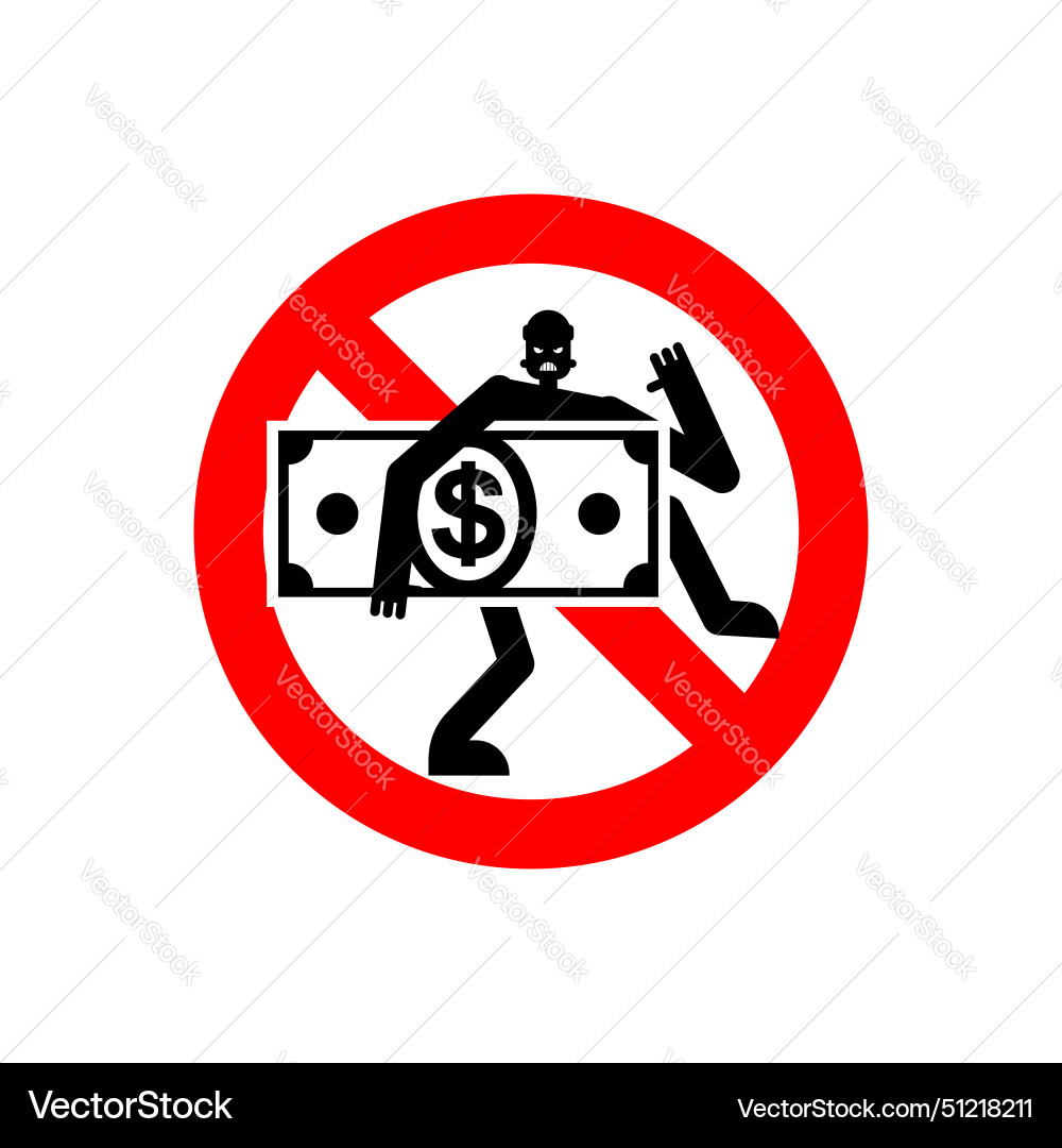 Stop thief red road forbidding ban robber Vector Image